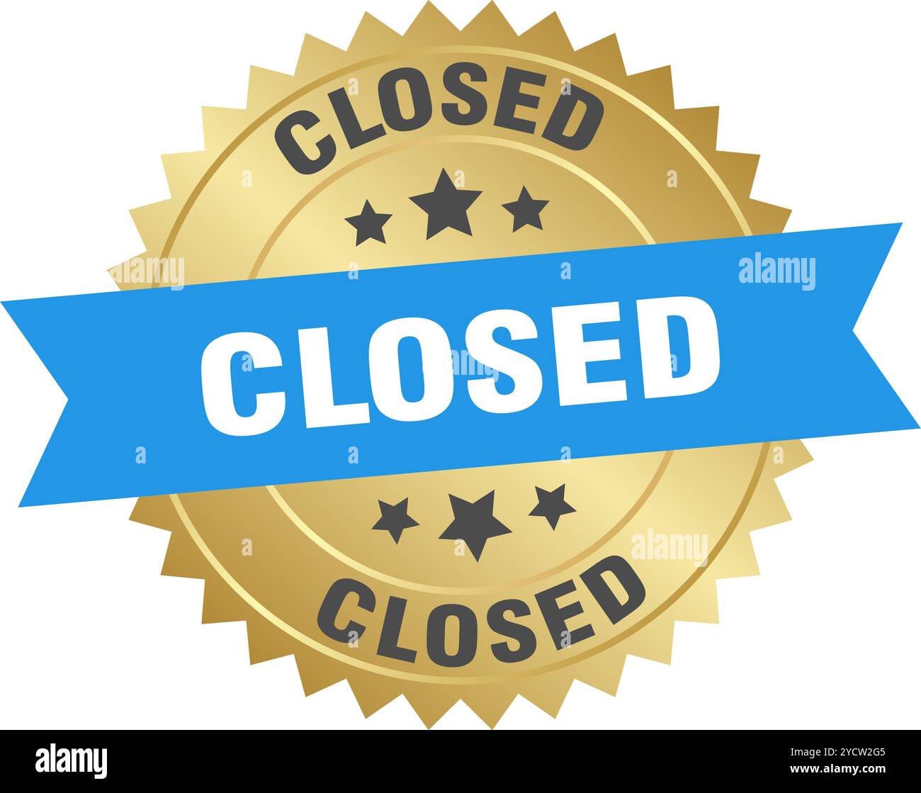 closed round blue and gold label isolated on transparent background ...