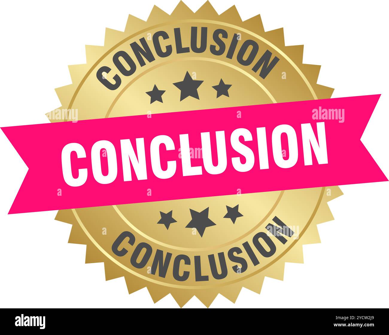 conclusion round pink and gold label isolated on transparent background ...