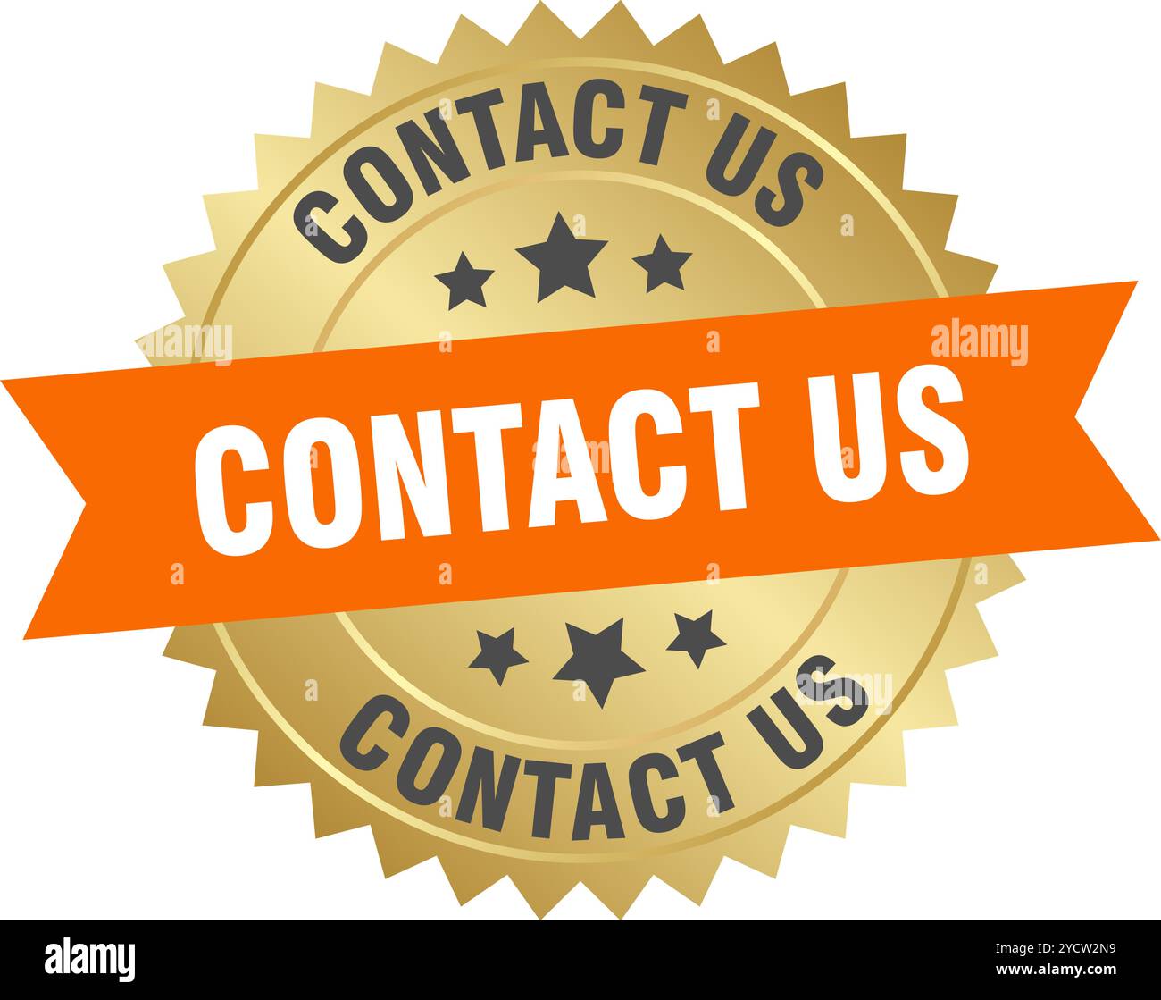 contact us round orange and gold label isolated on transparent ...