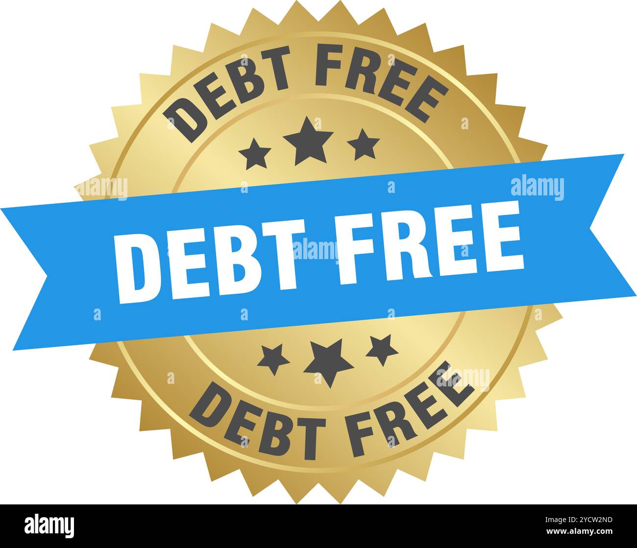 debt free round blue and gold label isolated on transparent background ...
