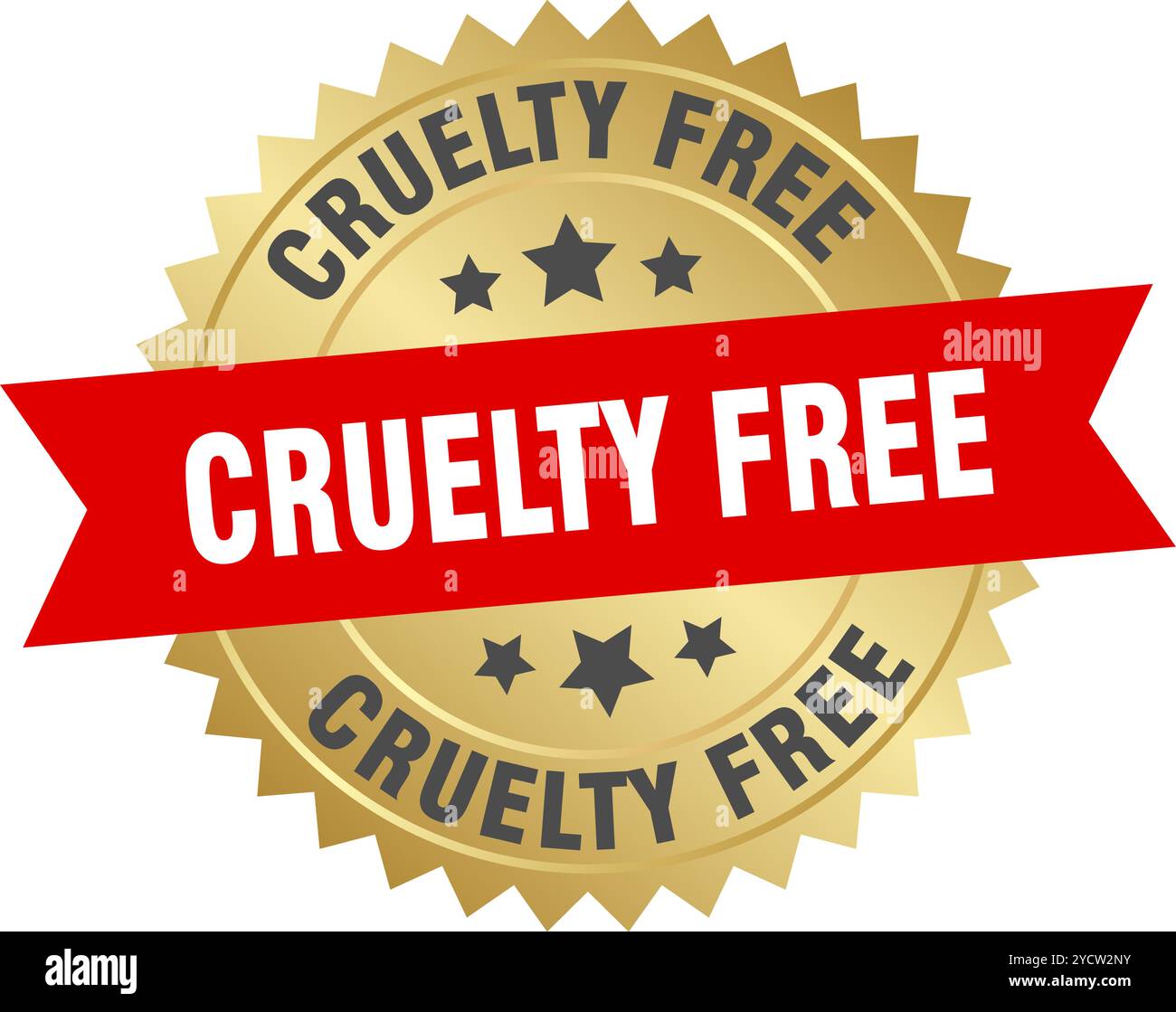 cruelty free round red and gold label isolated on transparent ...