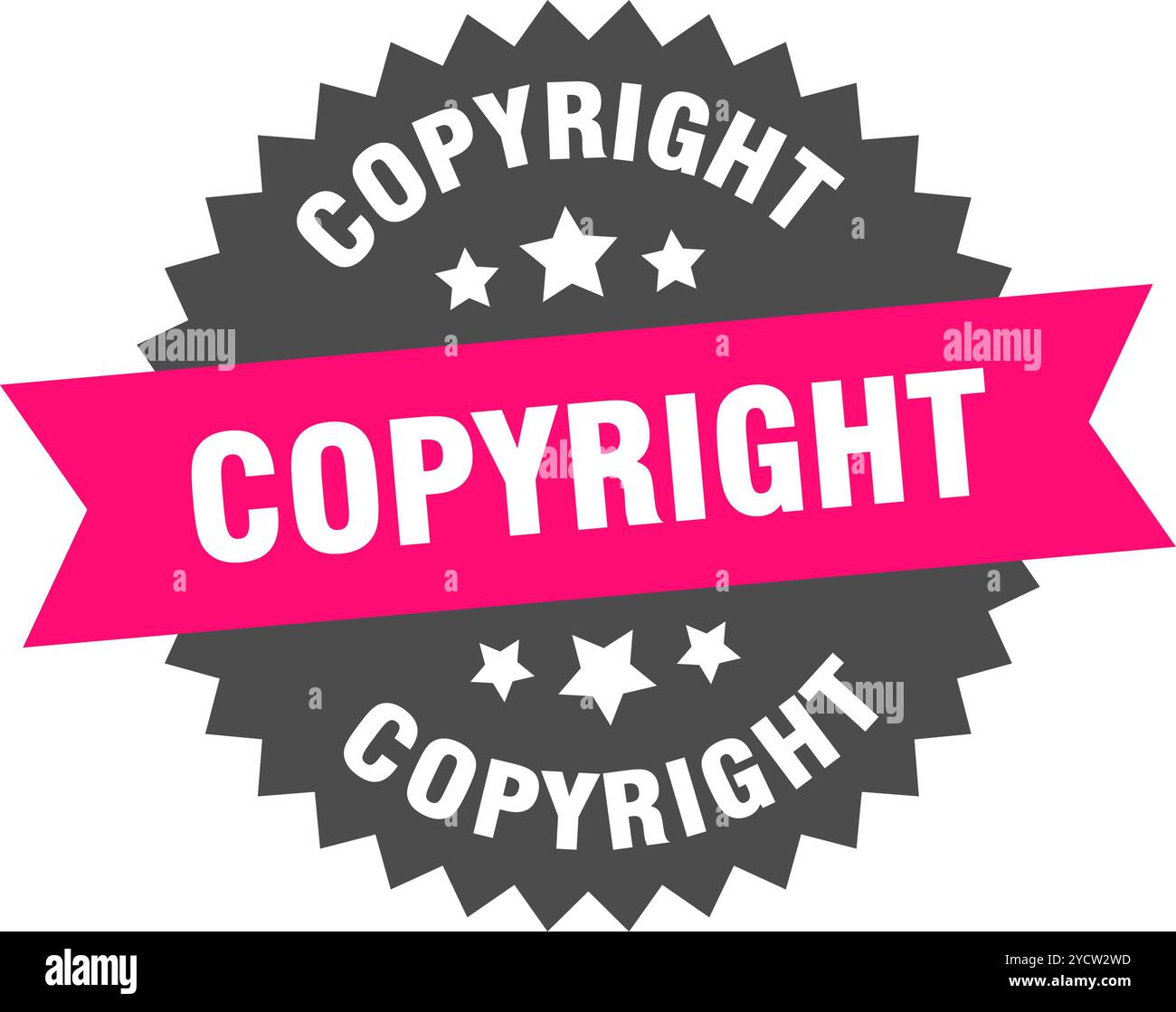 copyright round pink label isolated on transparent background ...