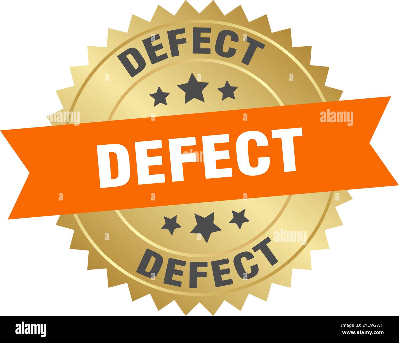 defect round orange and gold label isolated on transparent background ...