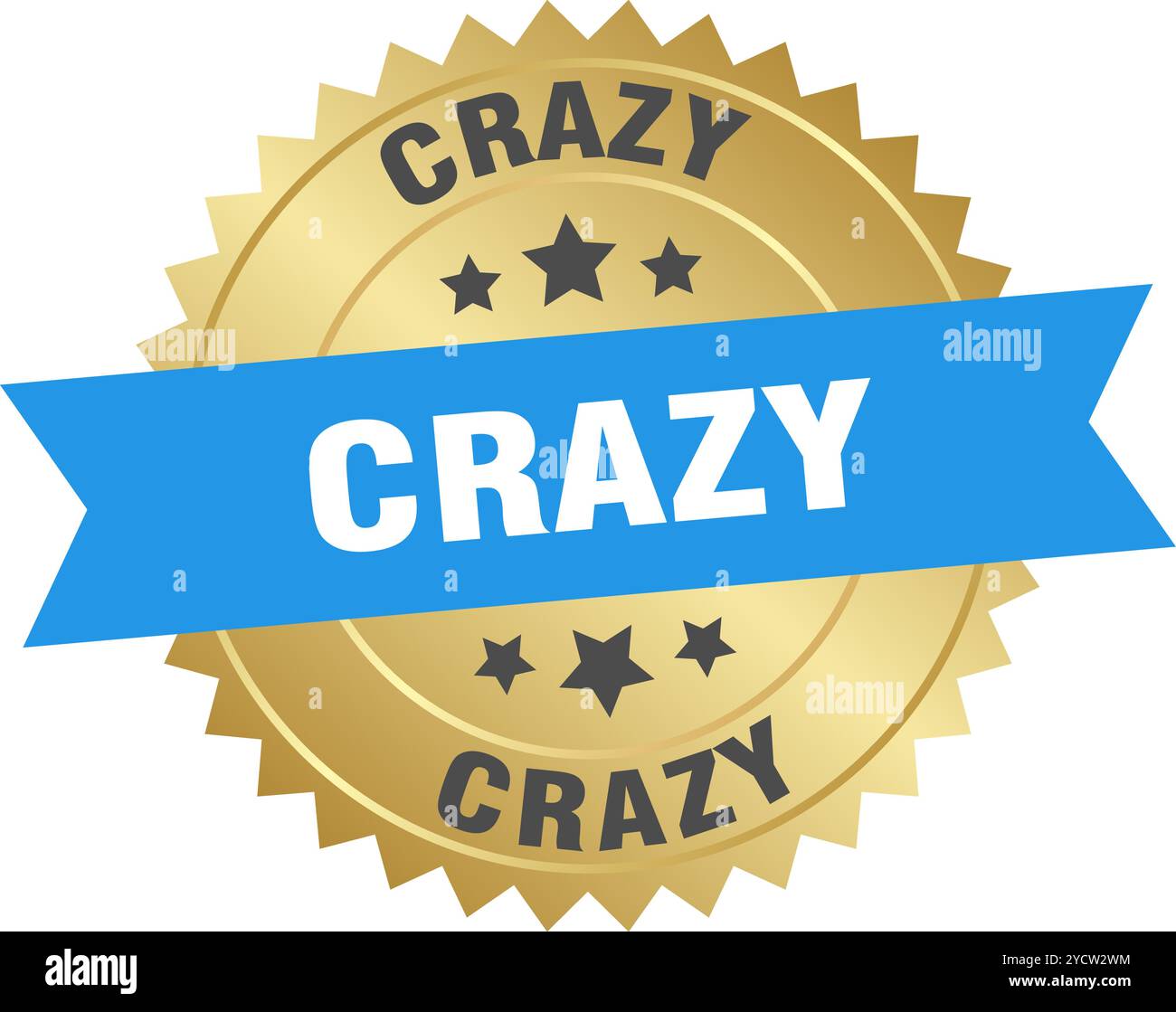 crazy round blue and gold label isolated on transparent background ...