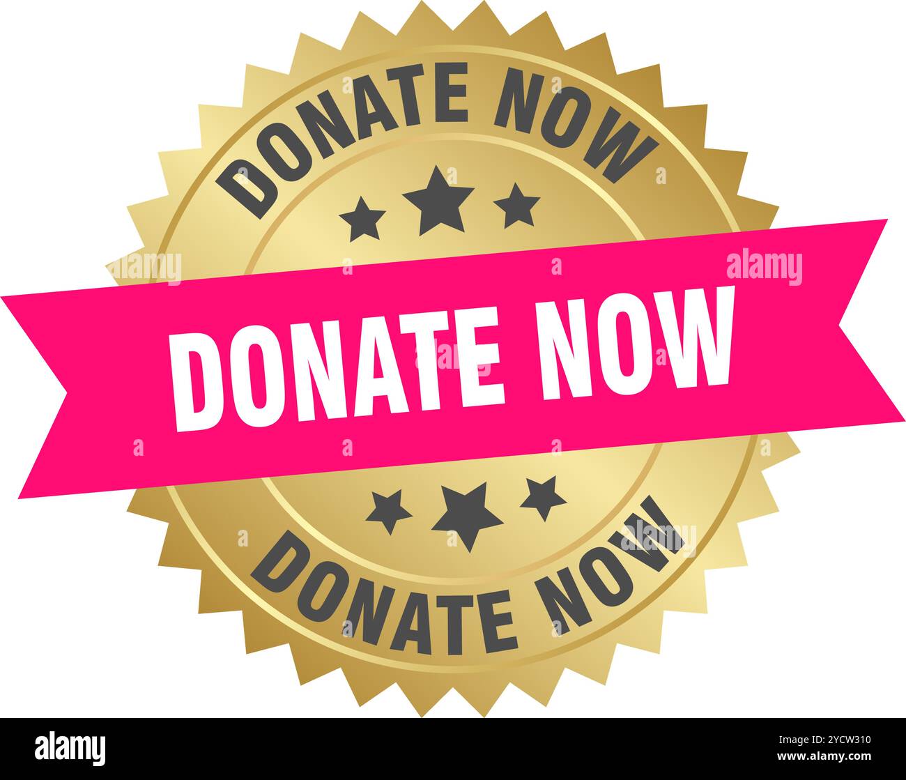 donate now round pink and gold label isolated on transparent background ...