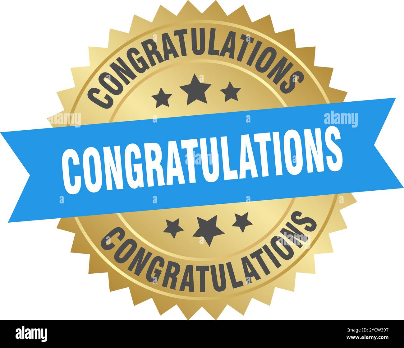 congratulations round blue and gold label isolated on transparent ...