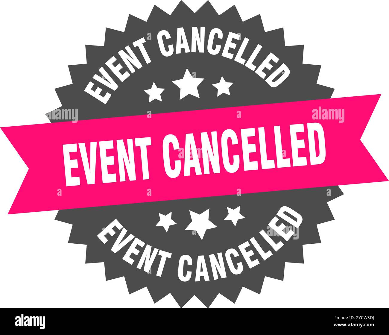 event cancelled round pink label isolated on transparent background ...