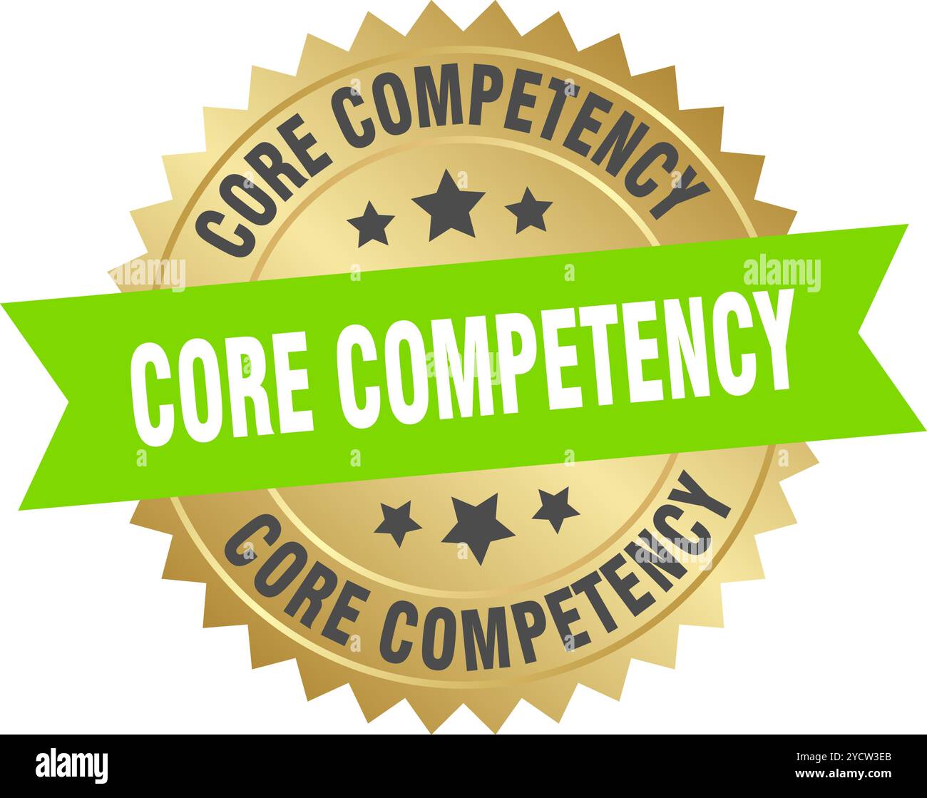 core competency round green and gold label isolated on transparent ...