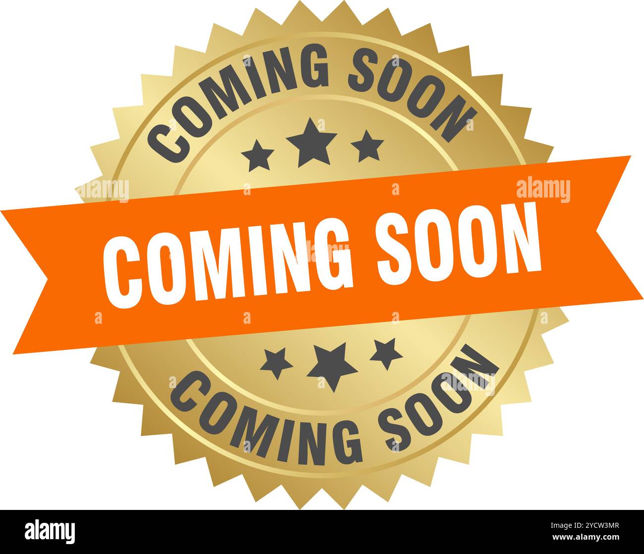 coming soon round orange and gold label isolated on transparent ...