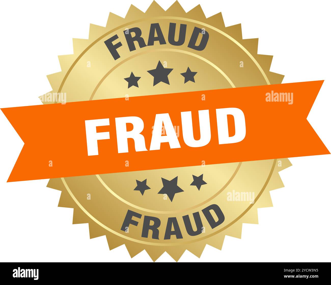fraud round orange and gold label isolated on transparent background ...