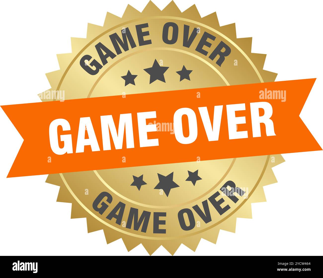 game over round orange and gold label isolated on transparent ...