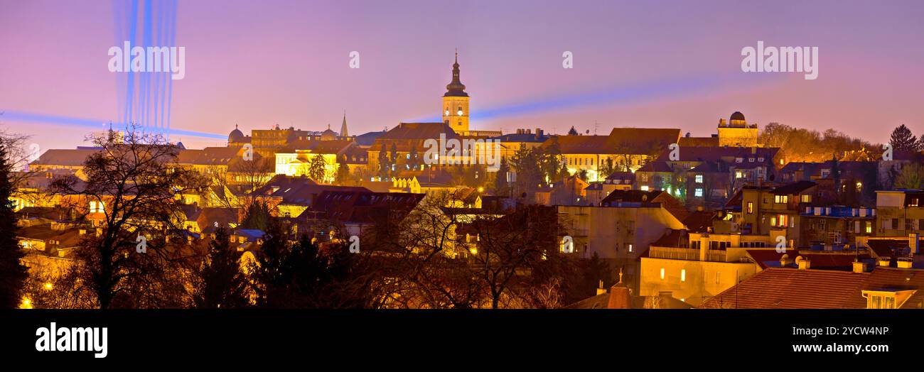 Zagreb historic upper town night view Stock Photo - Alamy