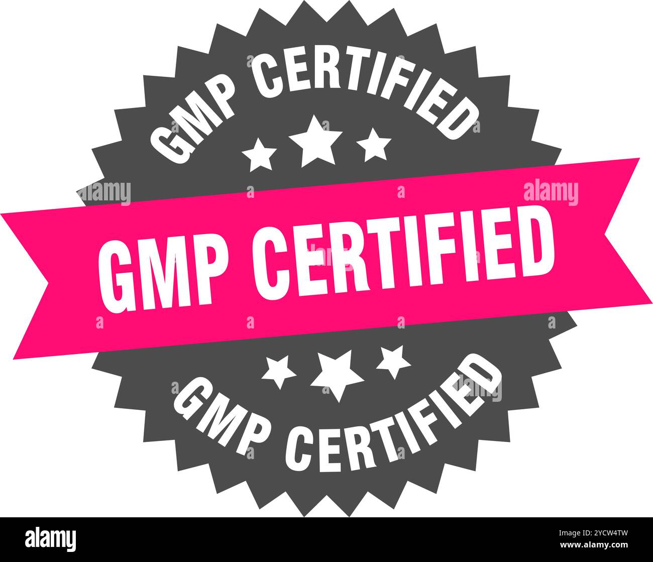 gmp certified round pink label isolated on transparent background. gmp ...