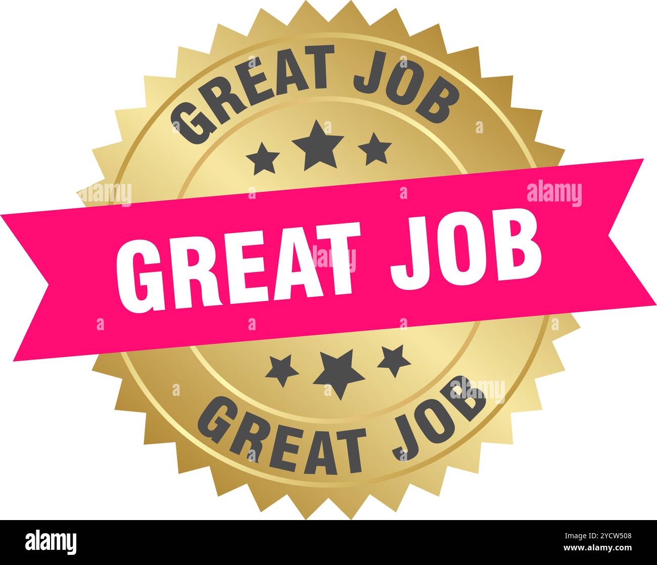 great job round pink and gold label isolated on transparent background ...