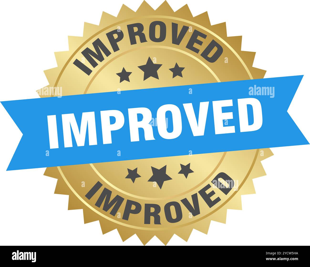 improved round blue and gold label isolated on transparent background ...