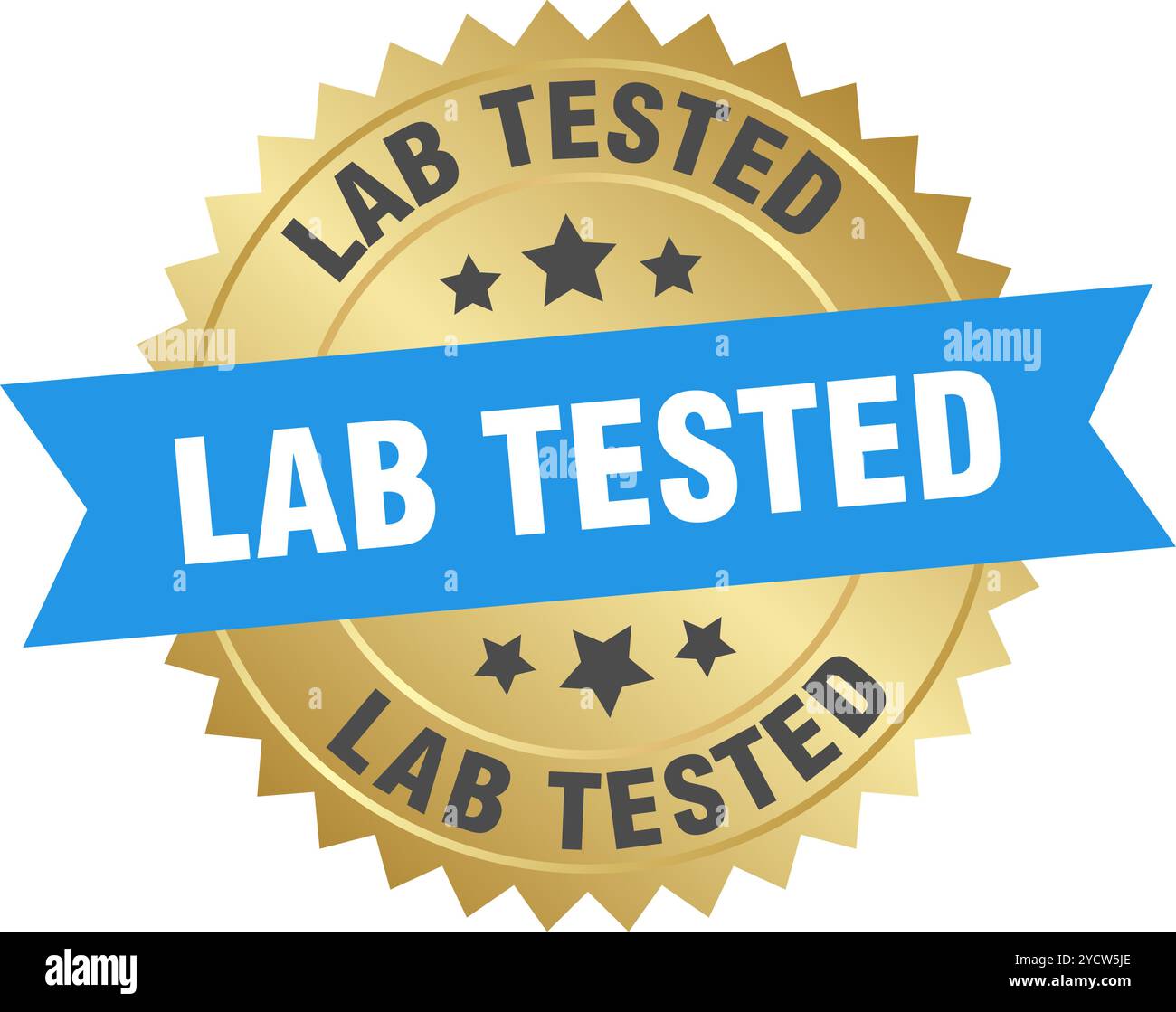lab tested round blue and gold label isolated on transparent background ...