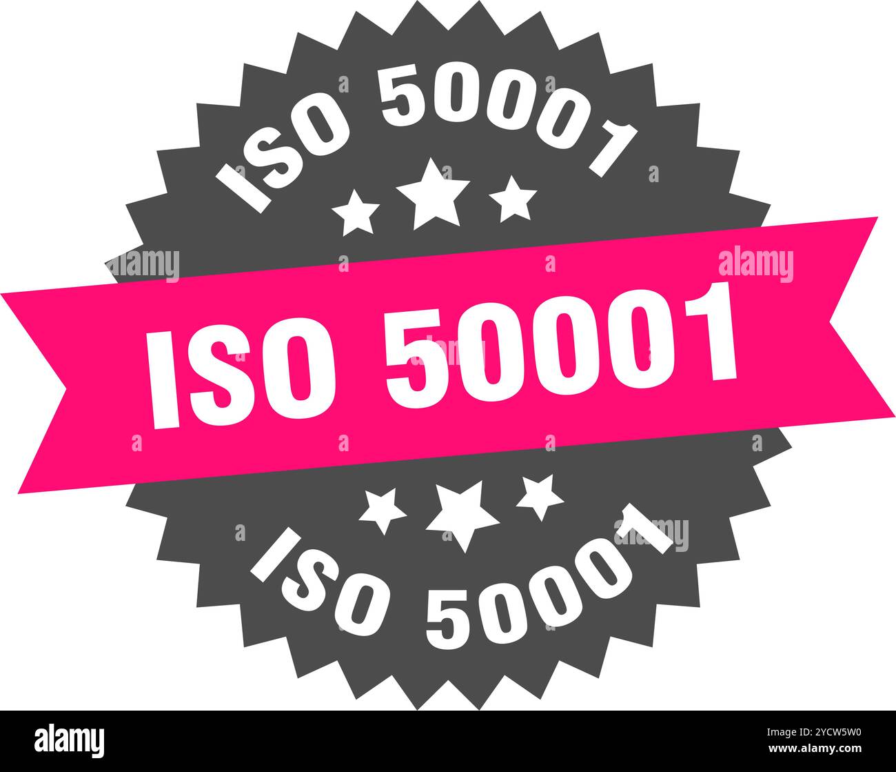 iso 50001 round pink label isolated on transparent background. iso ...