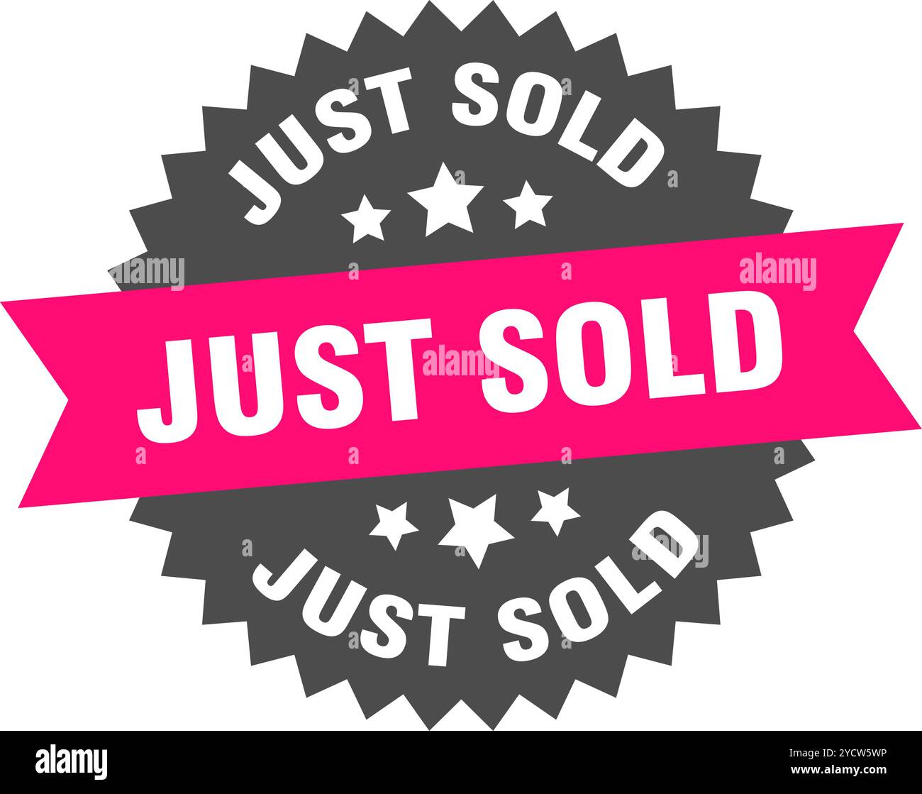 just sold round pink label isolated on transparent background. just ...