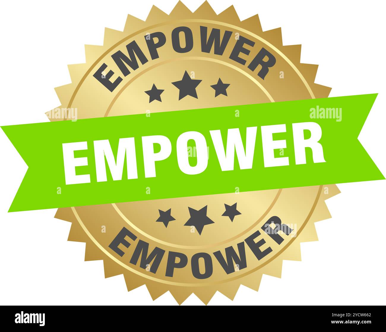 empower round green and gold label isolated on transparent background ...