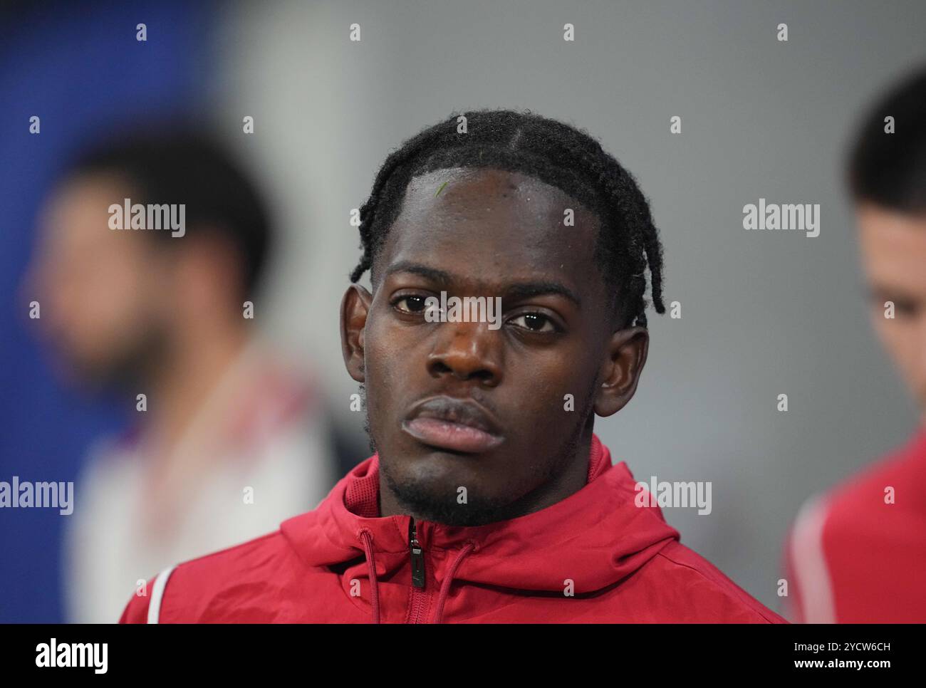 Leipzig, Germany. 23 October, 2024. Castello Lukeba of Leipzig looks on ...