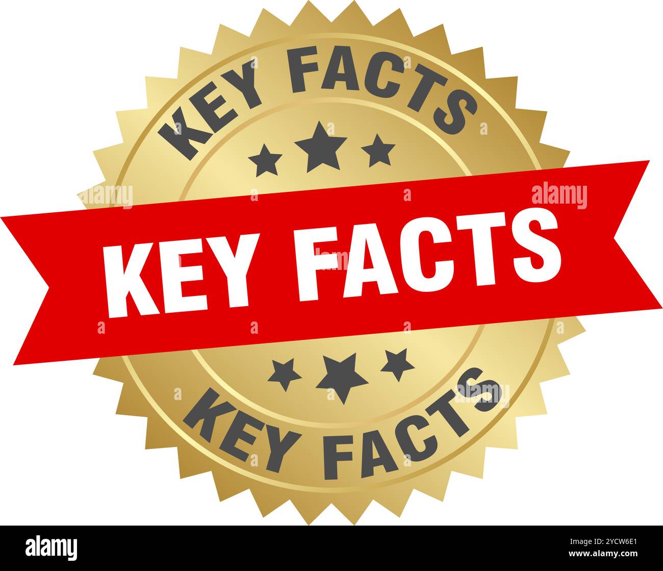 key facts round red and gold label isolated on transparent background ...