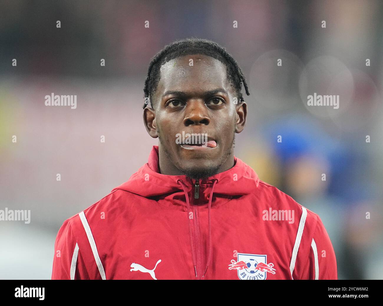 Leipzig, Germany. 23 October, 2024. Castello Lukeba of Leipzig looks on ...