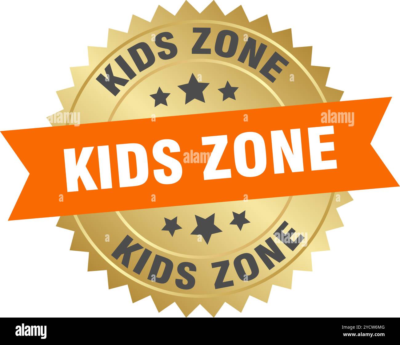 kids zone round orange and gold label isolated on transparent ...