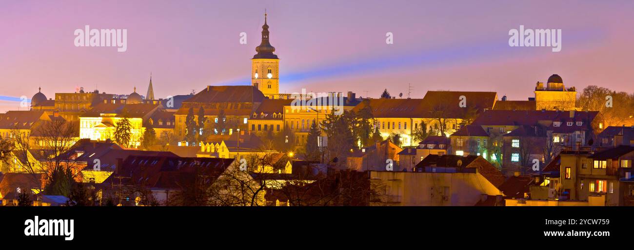 Zagreb historic upper town night view Stock Photo - Alamy