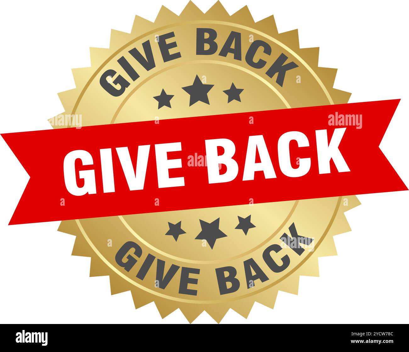 give back round red and gold label isolated on transparent background ...