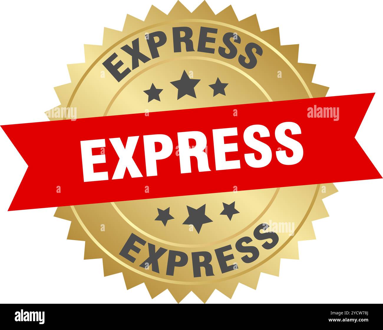 express round red and gold label isolated on transparent background ...
