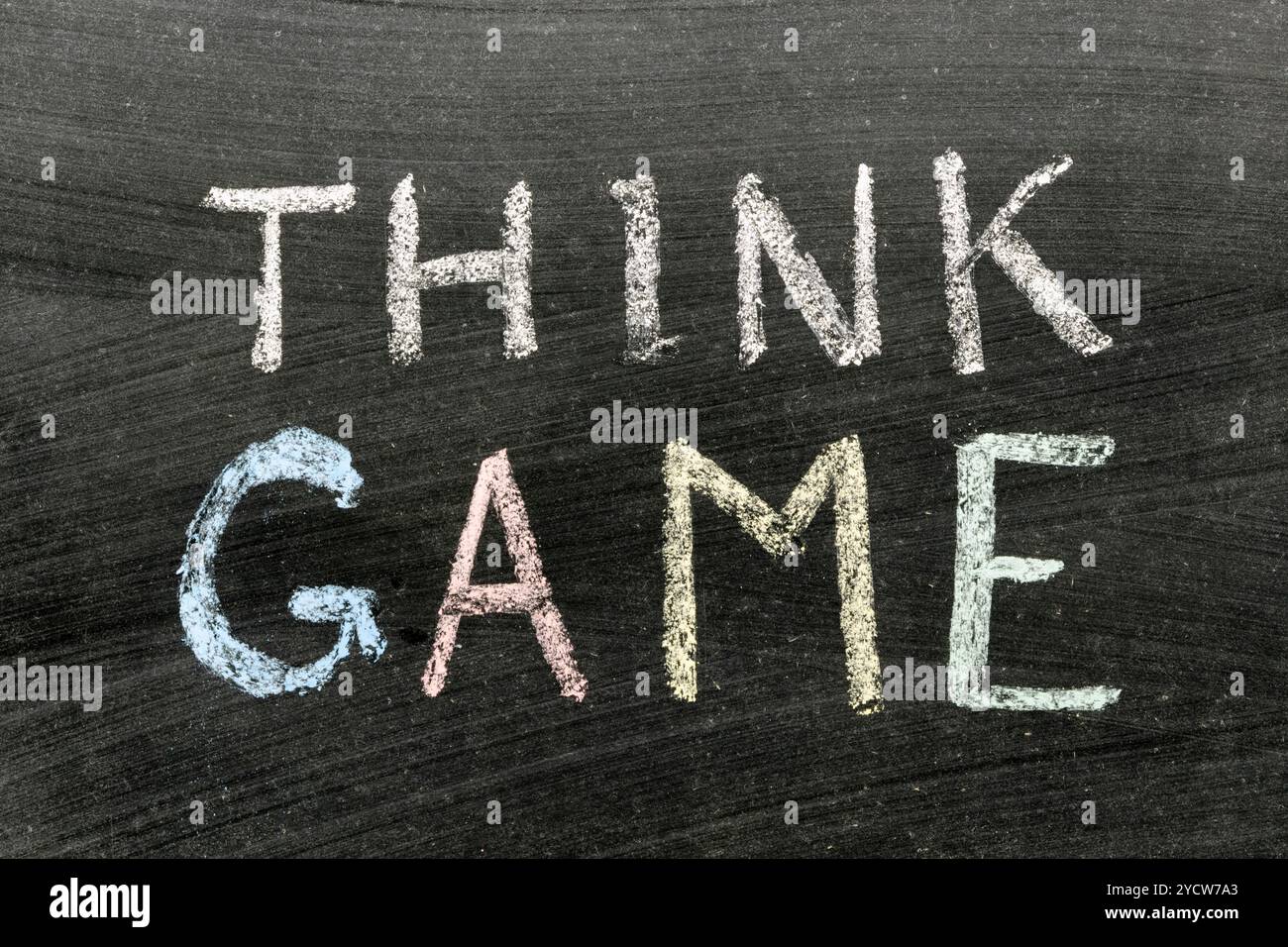 think game concept phrase handwritten on the school blackboard Stock ...
