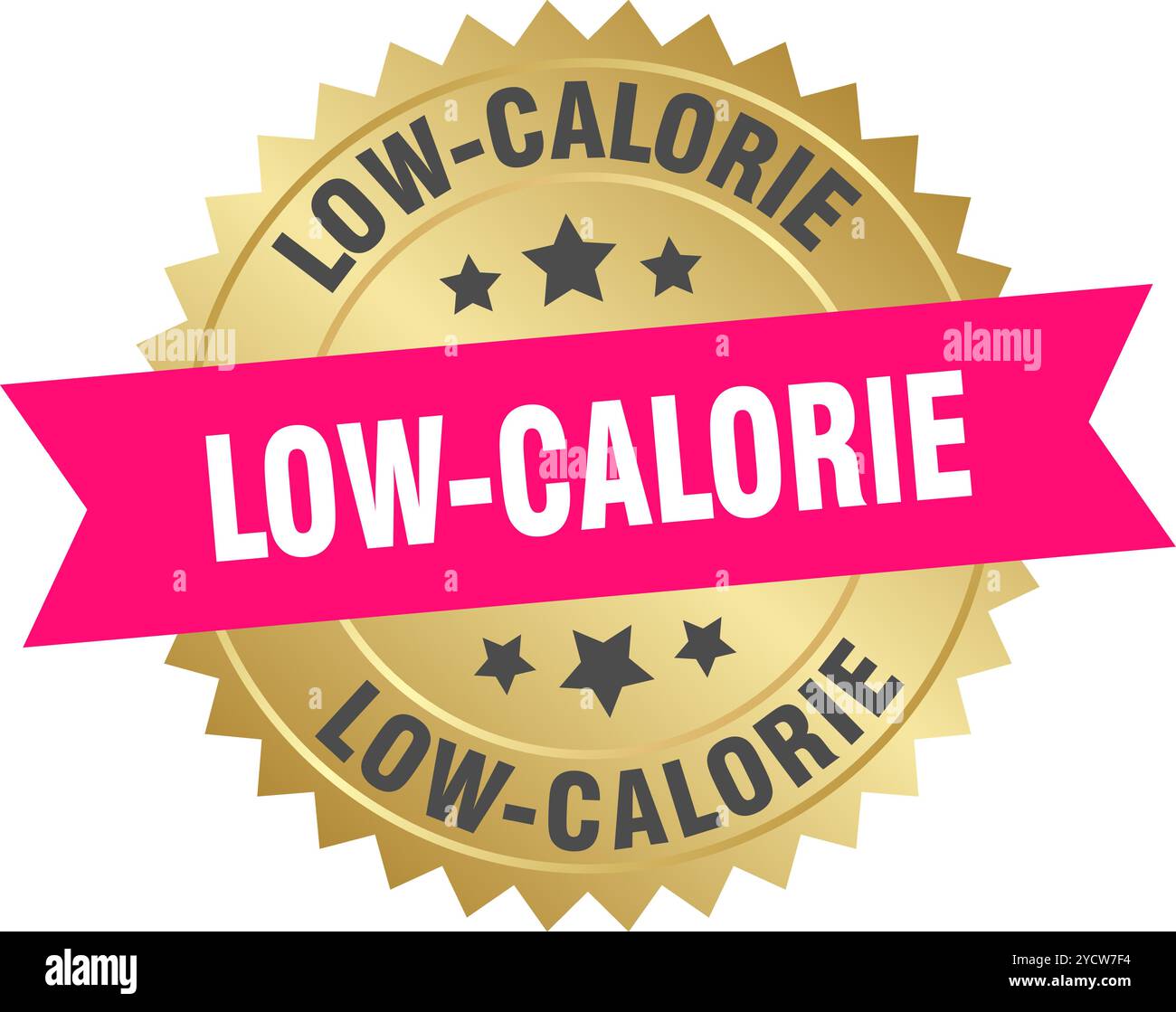 low-calorie round pink and gold label isolated on transparent ...