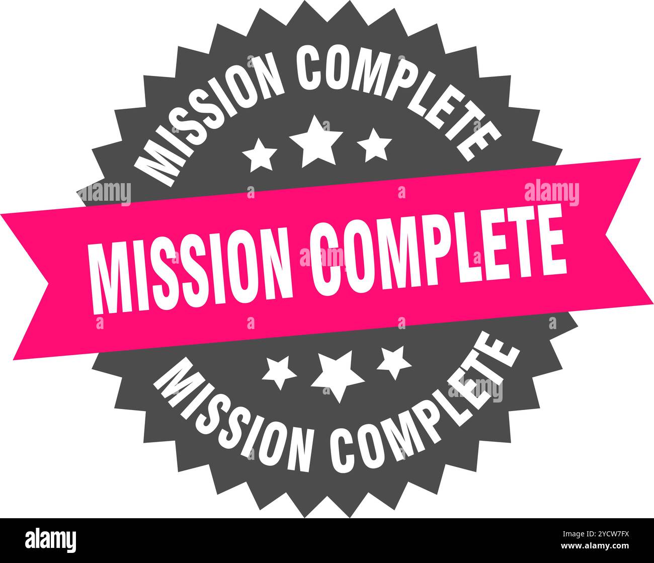 mission complete round pink label isolated on transparent background ...