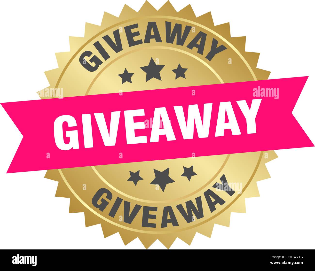 giveaway round pink and gold label isolated on transparent background ...