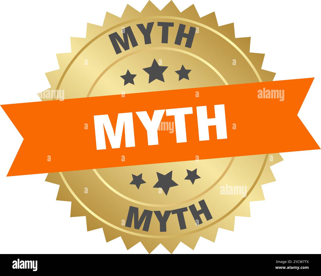 myth round orange and gold label isolated on transparent background ...