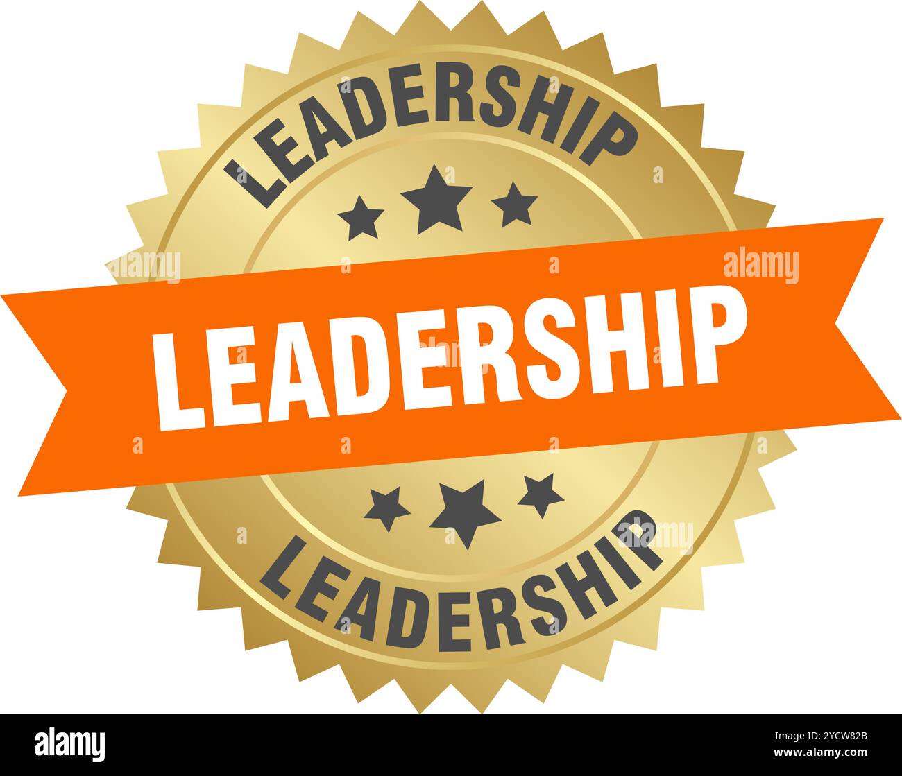 leadership round orange and gold label isolated on transparent ...