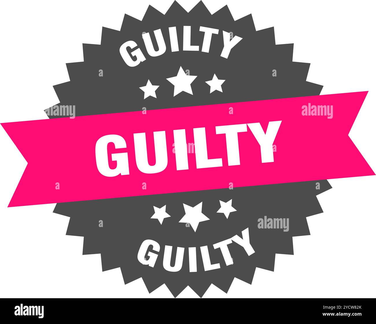 guilty round pink label isolated on transparent background. guilty ...