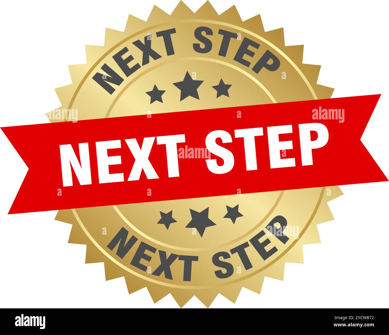 next step round red and gold label isolated on transparent background ...