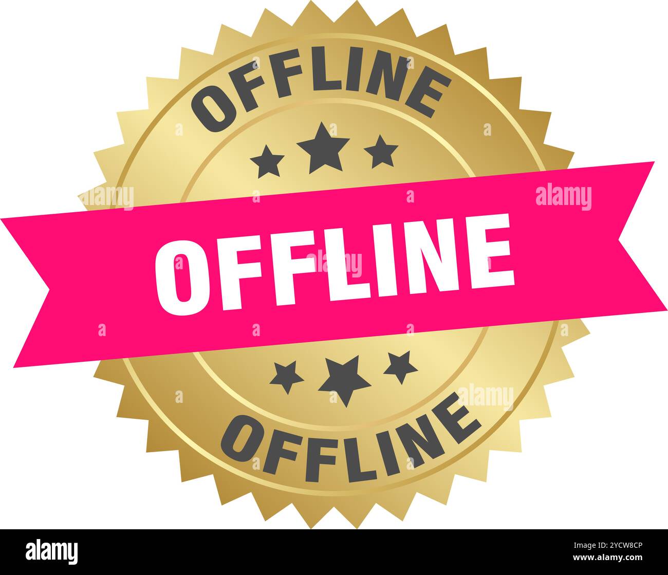 offline round pink and gold label isolated on transparent background ...