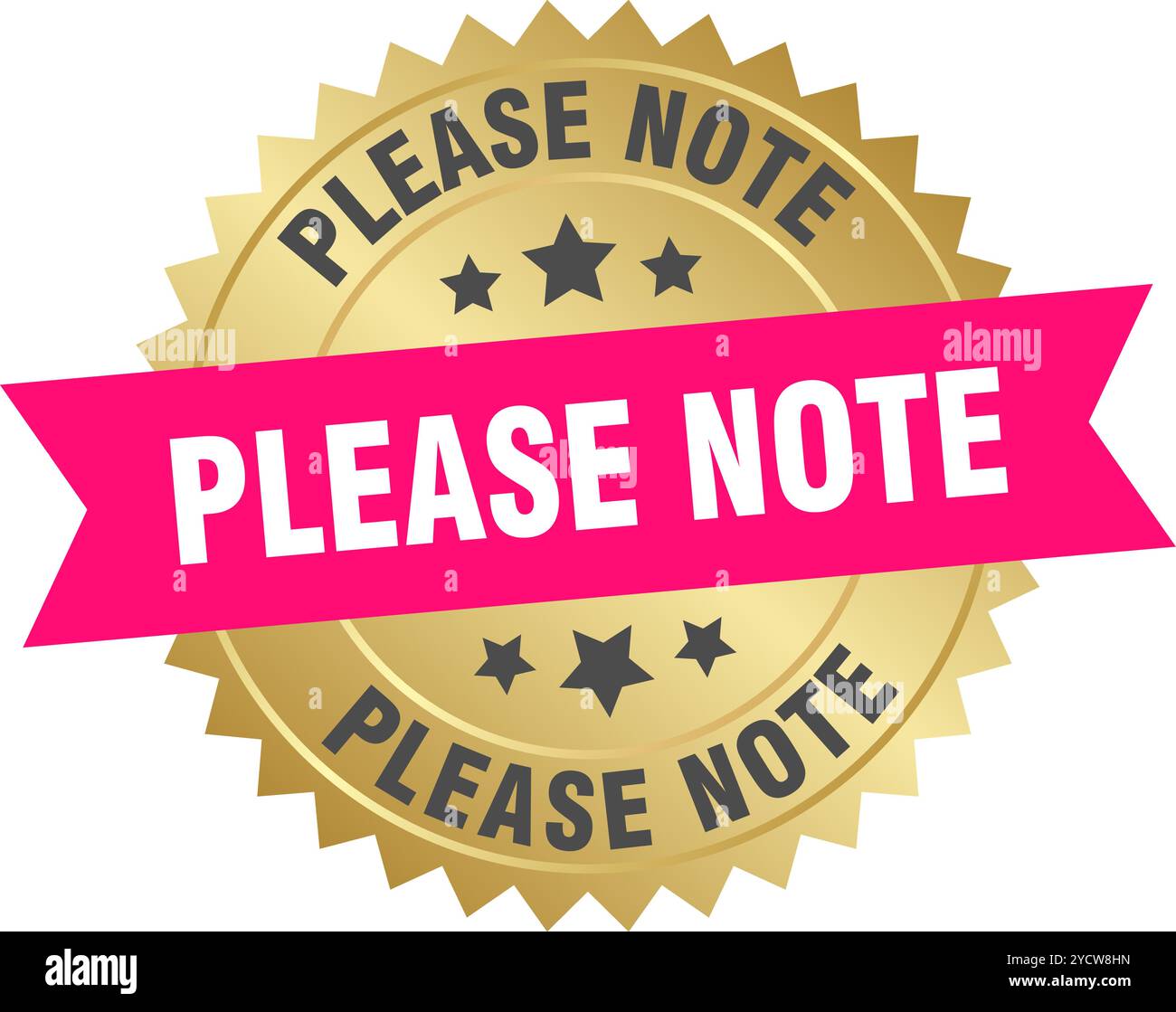 please note round pink and gold label isolated on transparent ...