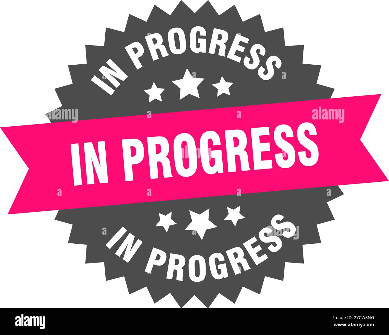 in progress round pink label isolated on transparent background. in ...