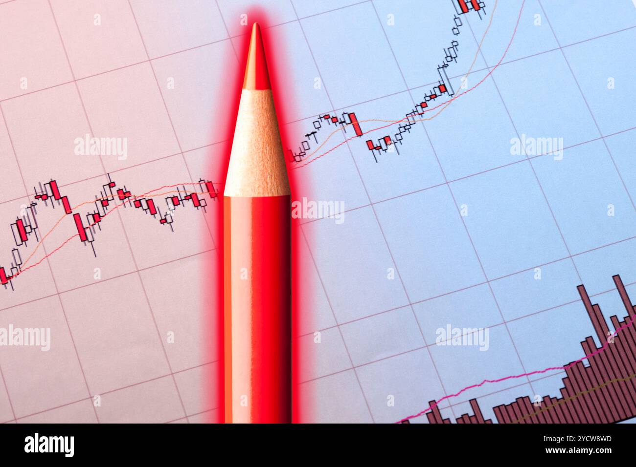 Graphs and red pencils Stock Photo - Alamy