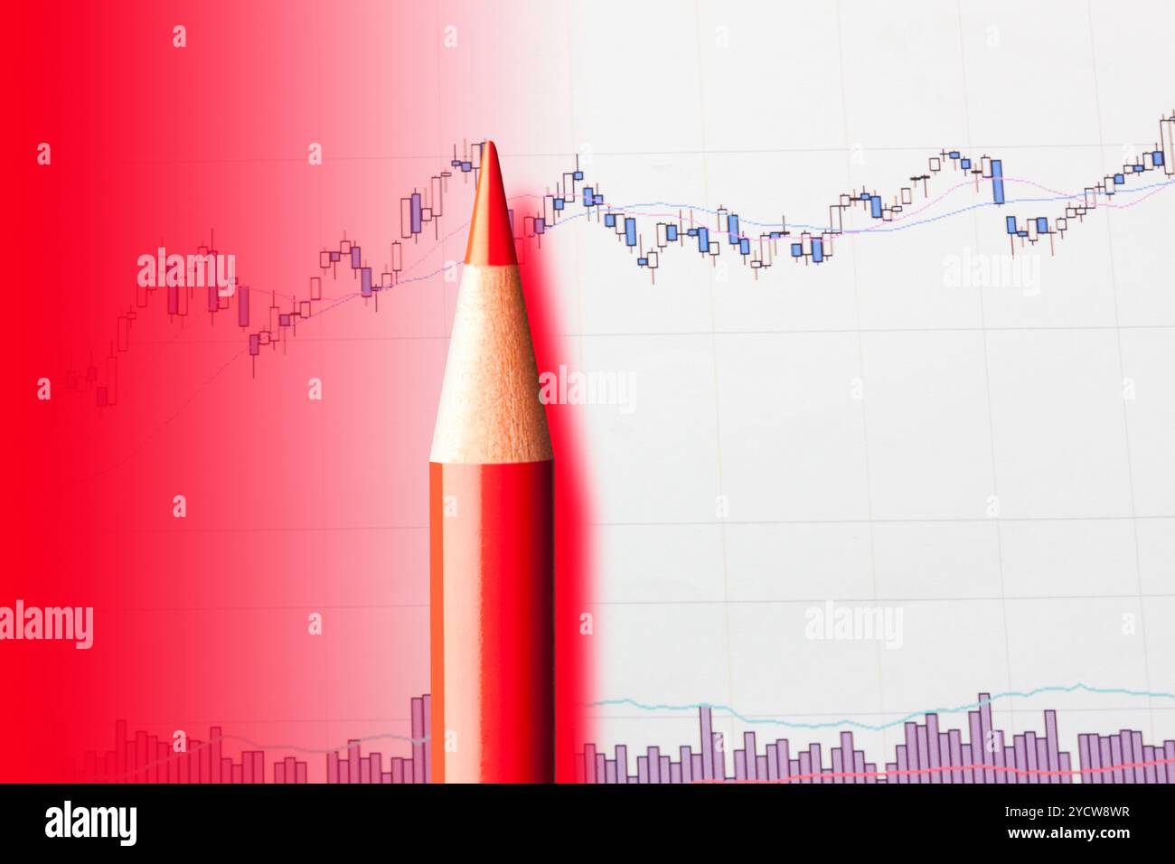 Graphs and red pencils Stock Photo - Alamy
