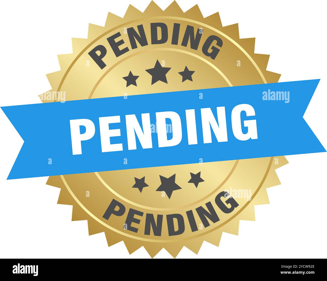 pending round blue and gold label isolated on transparent background ...
