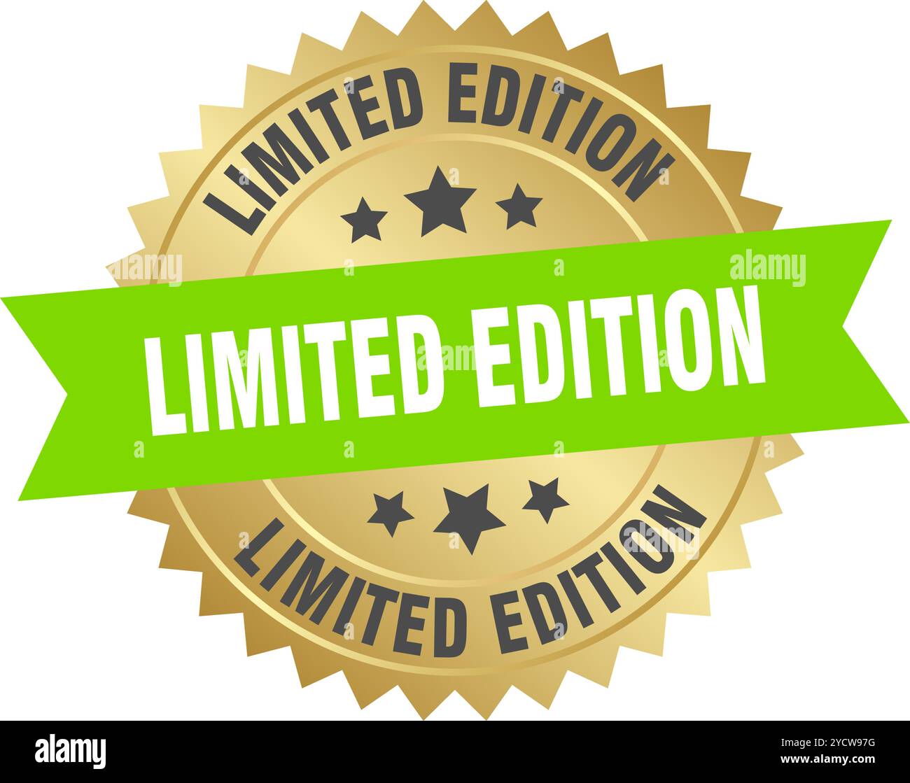 limited edition round green and gold label isolated on transparent ...
