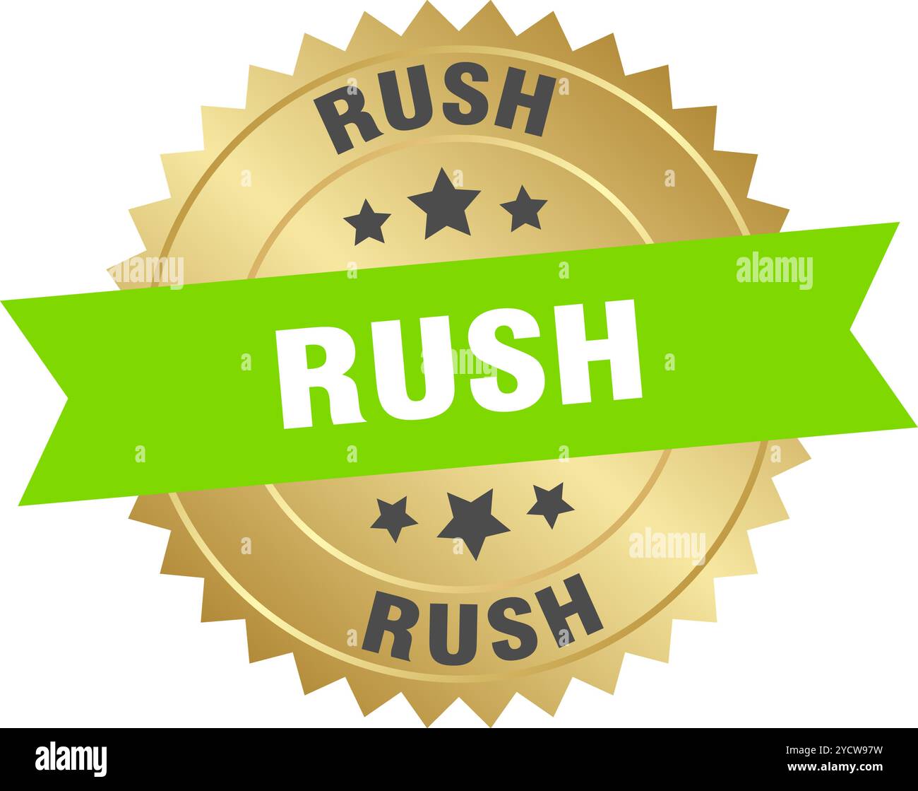 rush round green and gold label isolated on transparent background ...