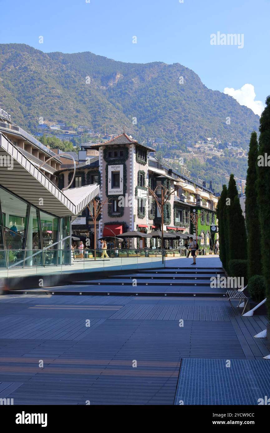 Andorra La Vella in Andorra - August 28 2024: Area around the Puente de ...