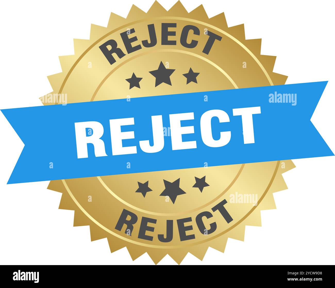 reject round blue and gold label isolated on transparent background ...