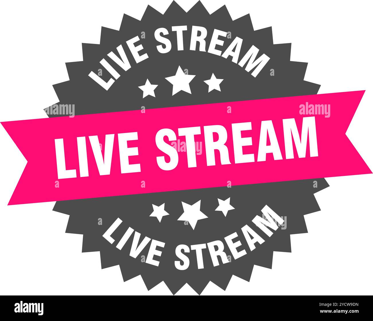 live stream round pink label isolated on transparent background. live ...