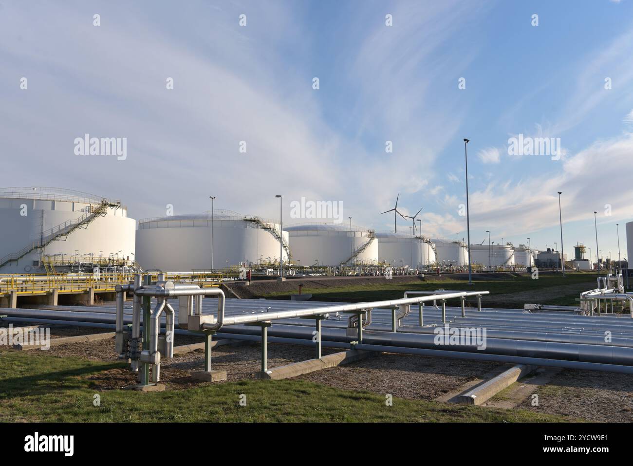 pipelines and buildings of a refinery - industrial plant for fuel ...